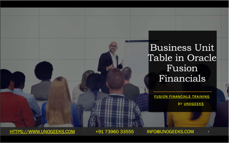 Business Unit Table in Oracle Fusion Financials